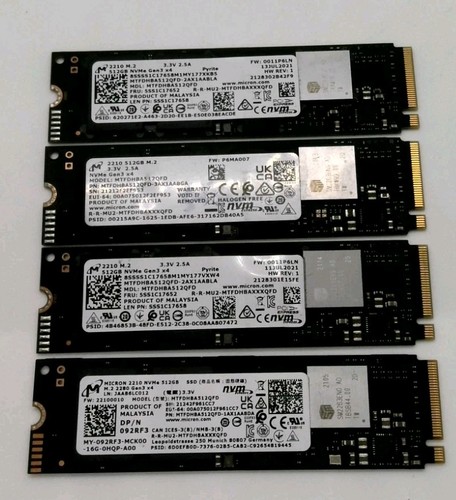 Lot of 4 Micron 512GB 2210 NVMe PCIe Gen3 x4 SSD - MTFDHBA512QFD | eBay