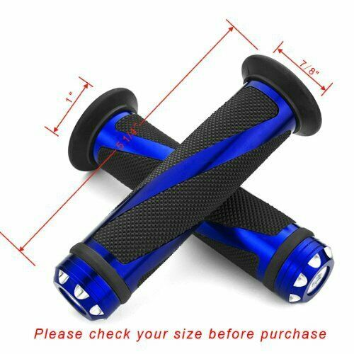 New 7/8" 22mm Motorcycle Handlebar Blue Rubber Gel Hand Grips Bar ...