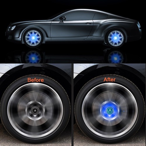 4x 75mm Self-Powered Floating LED Wheel Hub Light Caps for Mercedes ...