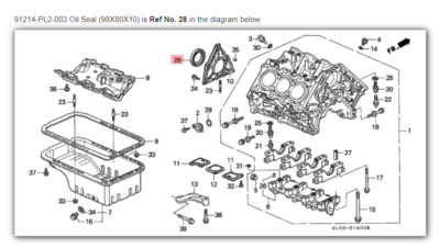 HONDA ACURA GENUINE OEM NSX Crankshaft Oil Seal (80X98X10) (Arai) 91214 ...
