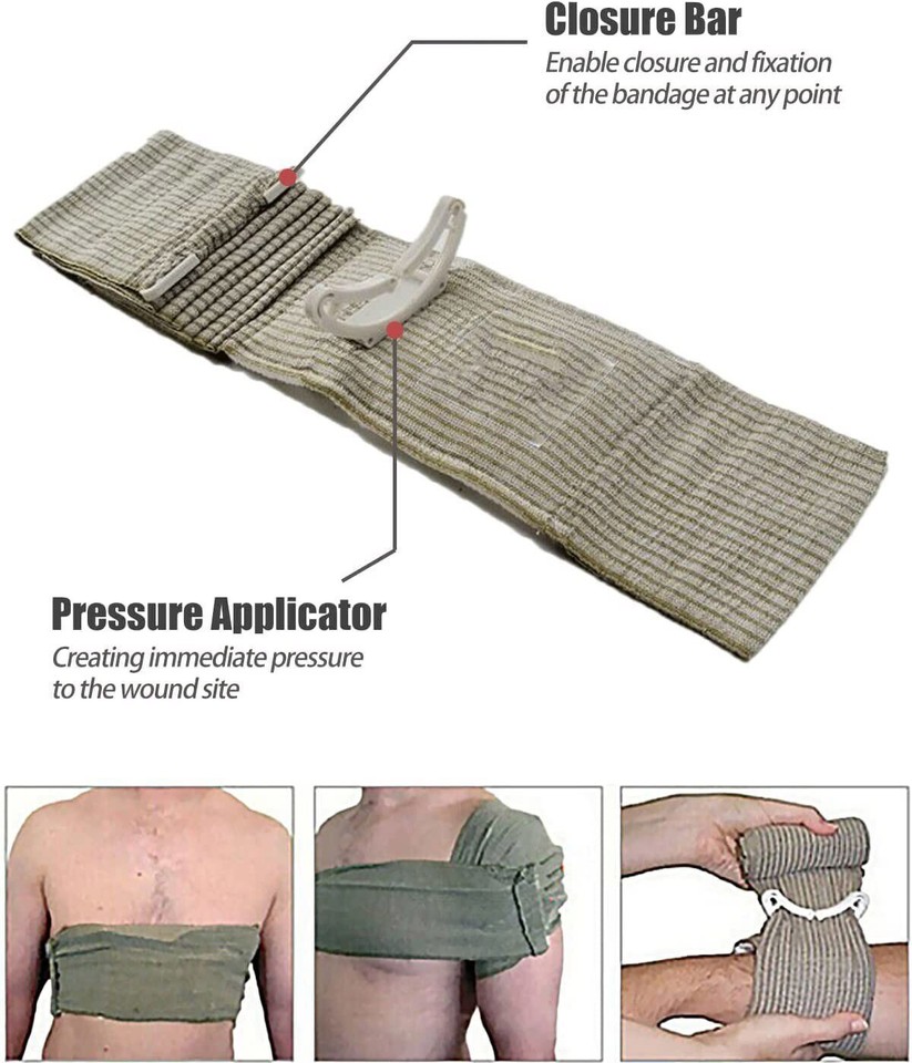 1PK Israeli Tourniquet Trauma Bandage 6"/ Black Tourniquet Buckle First ...