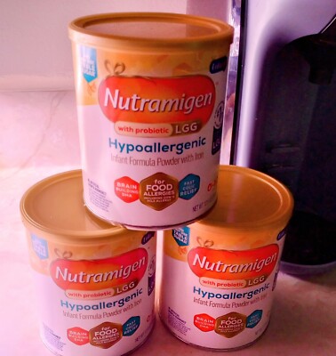 3 CANS Nutramigen Hypoallergenic Infant Formula Powder Iron 12.6 Oz Exp ...
