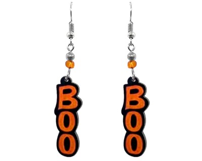 Halloween BOO Earrings Handmade Long Dangles Spooky Season Fall Themed ...