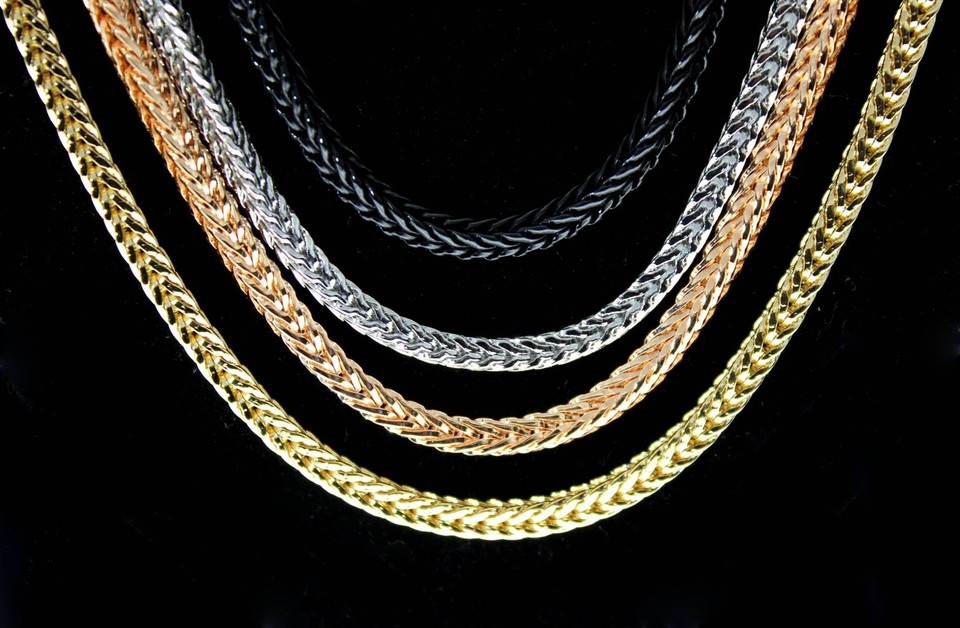 Franco Chain 36 inch Gold Silver Black Rose Plated 3mm Necklace Hip Hop ...