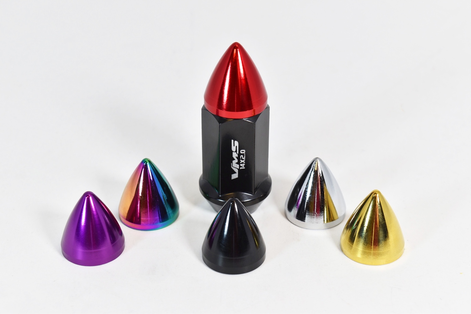 20 TRUE SPIKE 60MM 14X1.5 FORGED STEEL EXTENDED LUG NUTS W/ GREEN ...