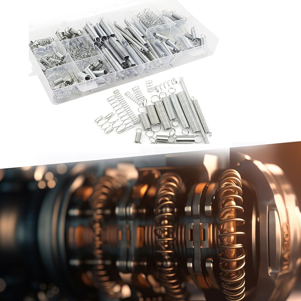 200pcs Spring Assortment Set Zinc Plated Steel Extension and ...