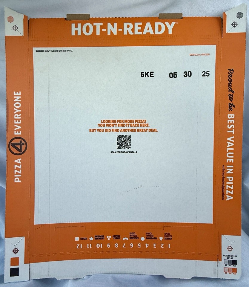 Little Caesars fantastic four pizza box, The Thing, Art Deco, Brand New ...