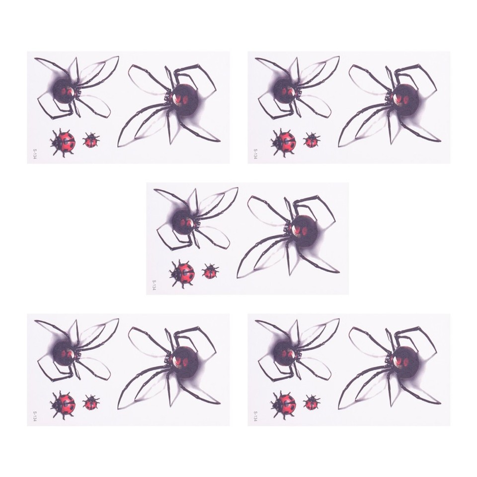 5 Sheets Halloween Stickers Waterproof Temporary Spider Prints Tattoos ...