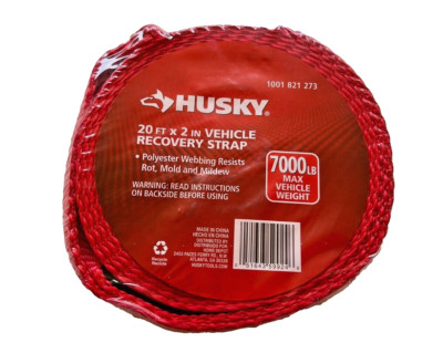 Husky 2" 20 Ft Red Polyester Webbing Vehicle Recovery Tow Strap 7000 LB ...
