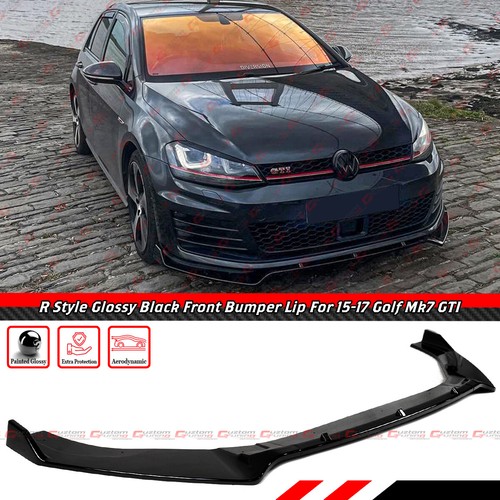 FOR 2015-2021 VW GOLF GTI MK7 MK7.5 GLOSS BLACK R STYLE WINGLET FRONT ...