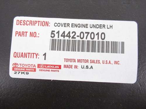 Genuine OEM Toyota 51442-07010 LH Engine Under Cover Splash Shield 05 ...