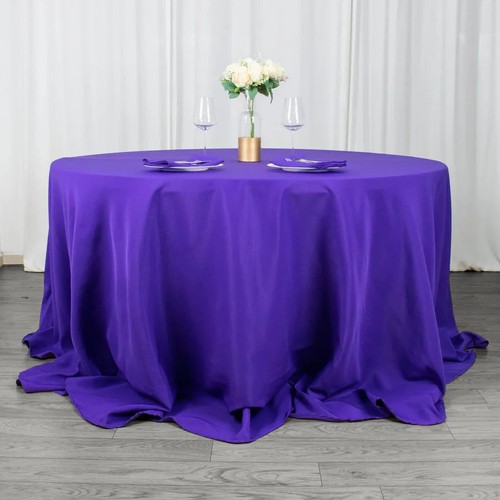 PURPLE 132" Premium ROUND POLYESTER TABLECLOTH Wedding Party Tabletop ...