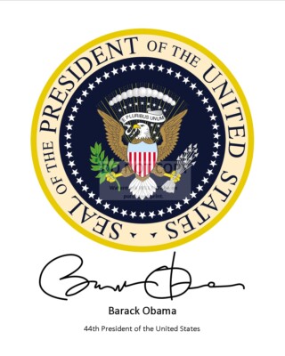 BARACK OBAMA SIGNATURE* UNDER PRESIDENTIAL SEAL (VERTICAL) - 8X10 PHOTO ...