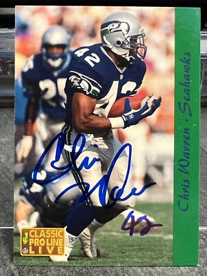 CHRIS WARREN Signed Autographed Auto 1993 Classic Pro Line Live Seattle ...