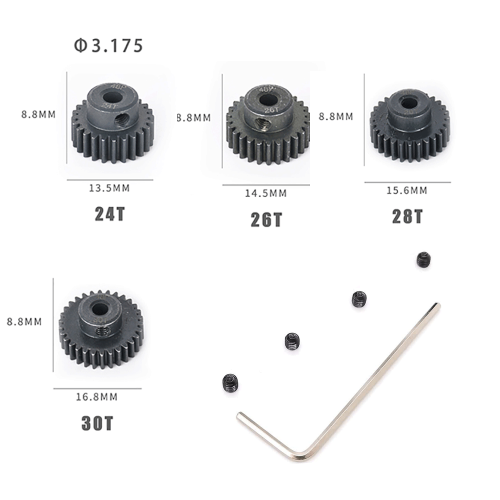 48 Pitch 48P Pinion Gear Set 24T 26T 28T 30T Fits 1/10 RC Car Truck ...