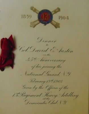 RARE! "1904" Invitation to a 45th Anniversary Dinner For Colonel David ...
