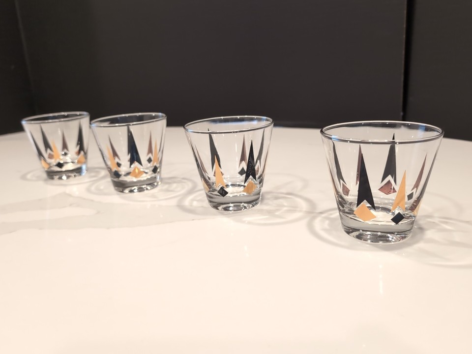 Vintage 4 MCM Golden Peaks Atomic Arrow Anchor Hocking Rocks Cocktail ...