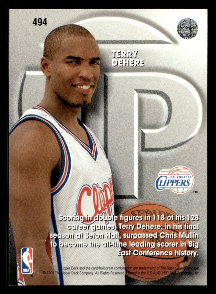 Upper deck Terry Dehere #494 Los Angeles Clippers 1993 | eBay