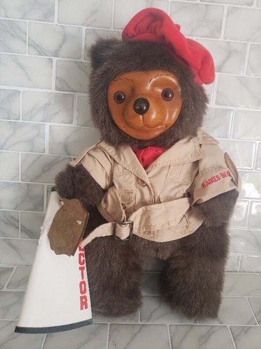 Vintage Raikes 16" Director Teddy Bear Rubber Fzce Red Beret Megaphone ...