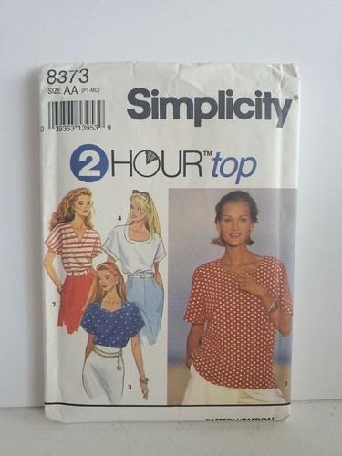 Vintage Simplicity Pattern 8373 Tops Pullover Easy 2 Hour Sizes Petite ...