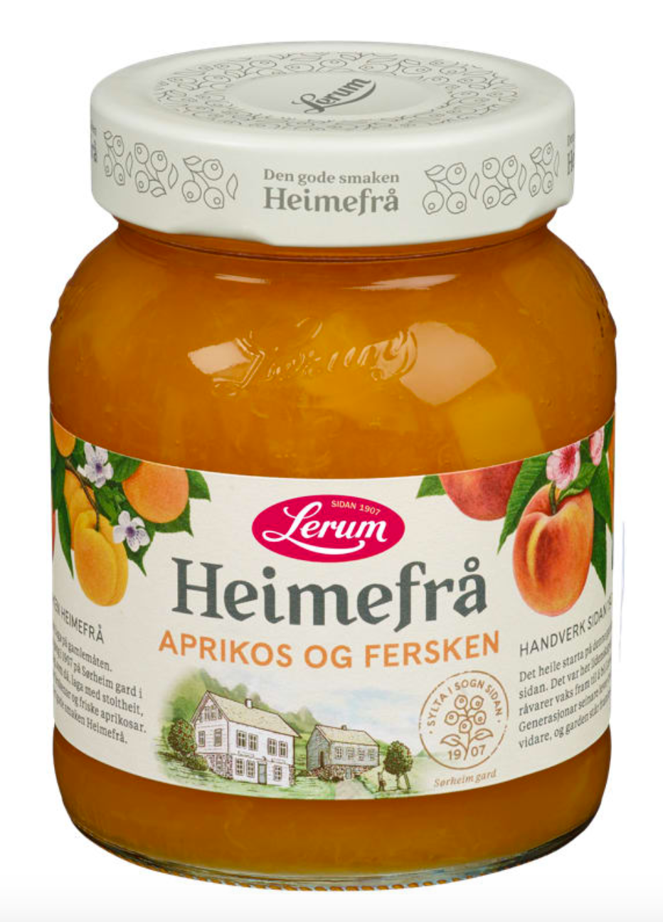 Lerum Peach Apricot Jam Norway Heimefrå Aprikos Fersken Syltetøy 380g ...