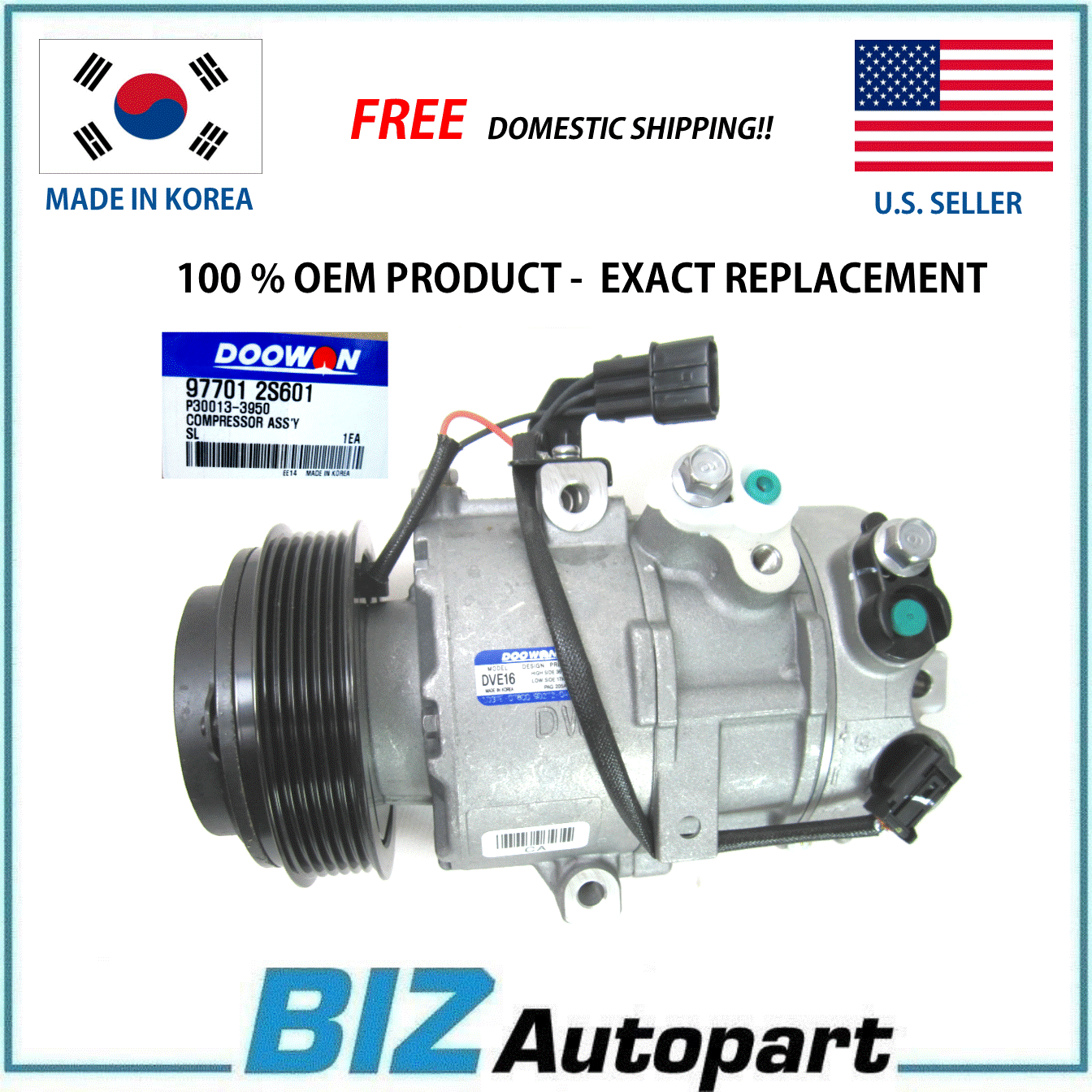 GENUINE A/C COMPRESSOR W/CLUTCH FOR 14-15 HYUNDAI TUCSON GLS 2.0L OE ...