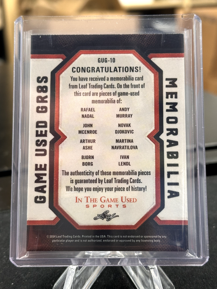 2024 LEAF IN THE GAME USED GR8S TENNIS NADAL MCENROE ASHE BORG ...