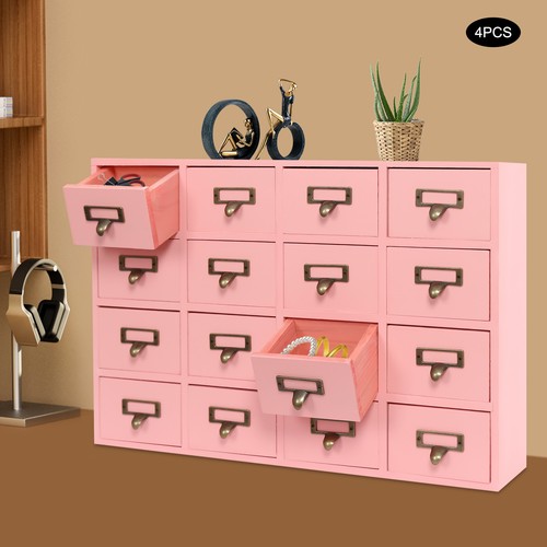 Vintage 4 PCS Drawer Cabinets Pink 64-Drawer Storage Box Storage ...
