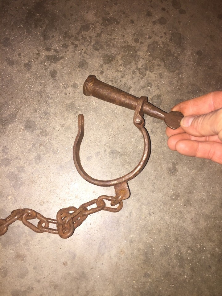 Leg Iron Prison Shackles Handcuffs 50+ Inches Solid Metal Patina ...