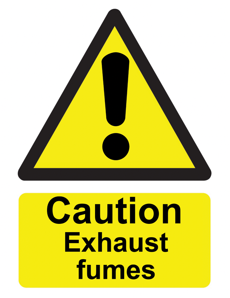 Caution Exhaust Fumes Health & Safety Warning Sign Sticker 160mm x ...