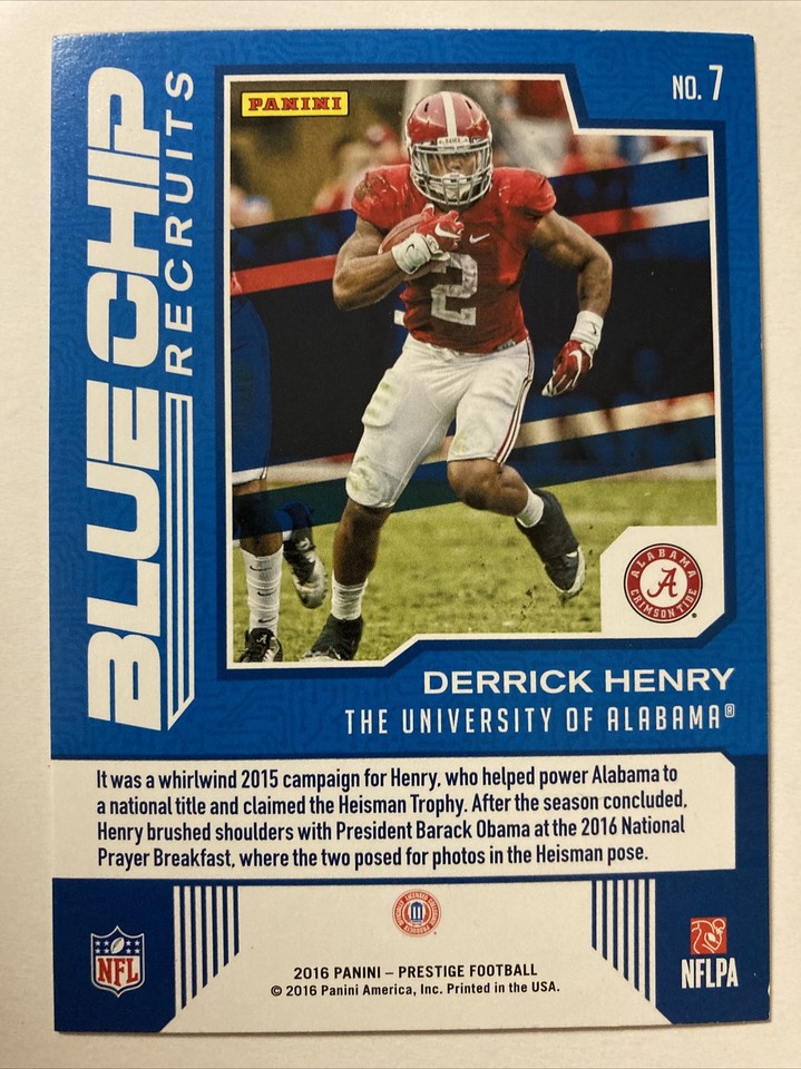 Derrick Henry 2016 Prestige Blue Chip Recruits Rookie Card #7 (4230) | eBay