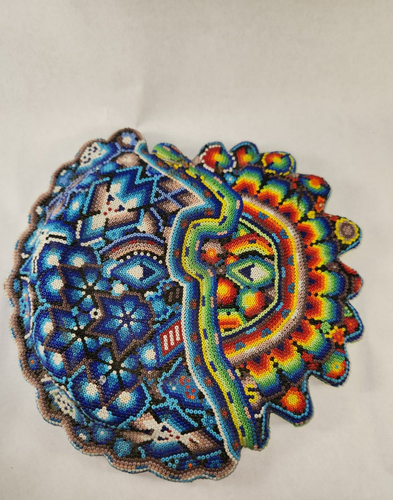 Vintage Mexican Folk Art Huichol Hand Beaded Wall Hanging Sun and Moon ...