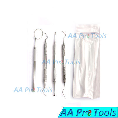4Pc Dental Basic Exam Kit Plaque Calculus Removal Tooth Scraper Hygiene ...
