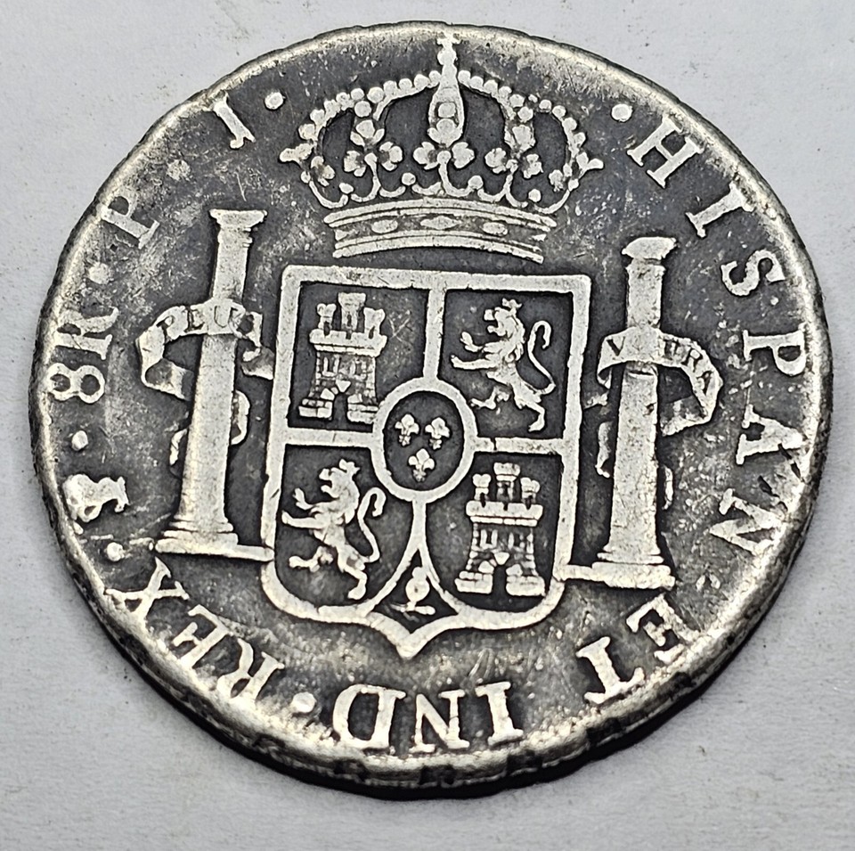 1808 PTS PJ SILVER BOLIVIA 8 REALES CHARLES IV COIN POTOSI MINT | eBay