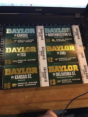 2016 BAYLOR BEARS COLLEGE FOOTBALL SEASON TICKET STUB STRIP SHEET | eBay