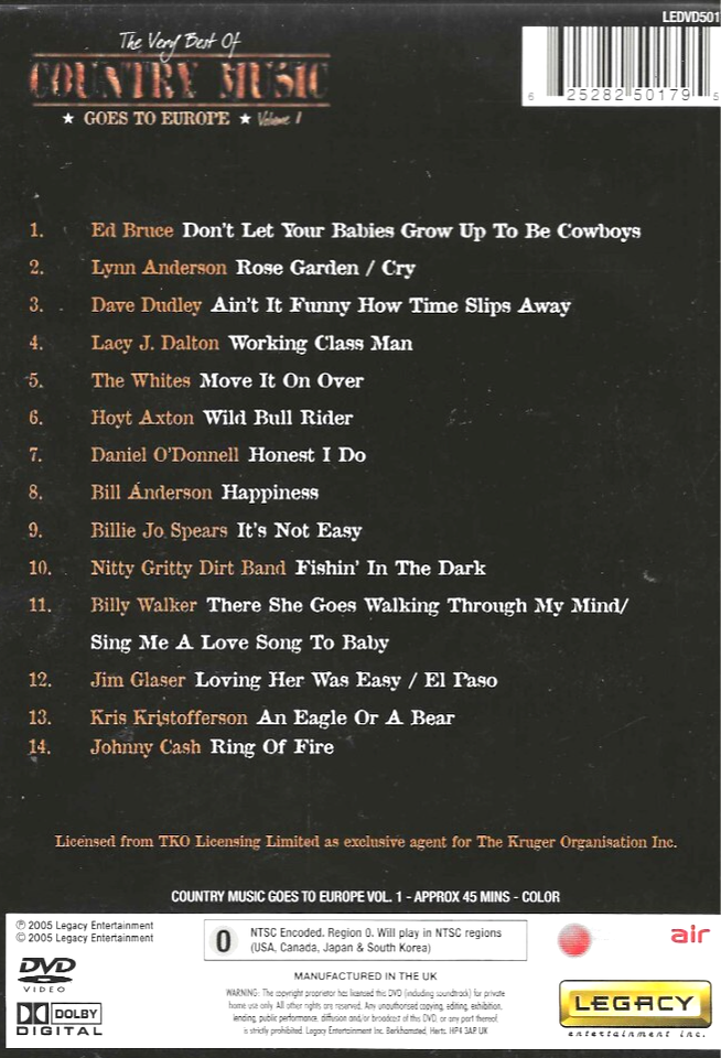 Very Best Country Music Live DVD, Concert Johnny Cash, Kris ...