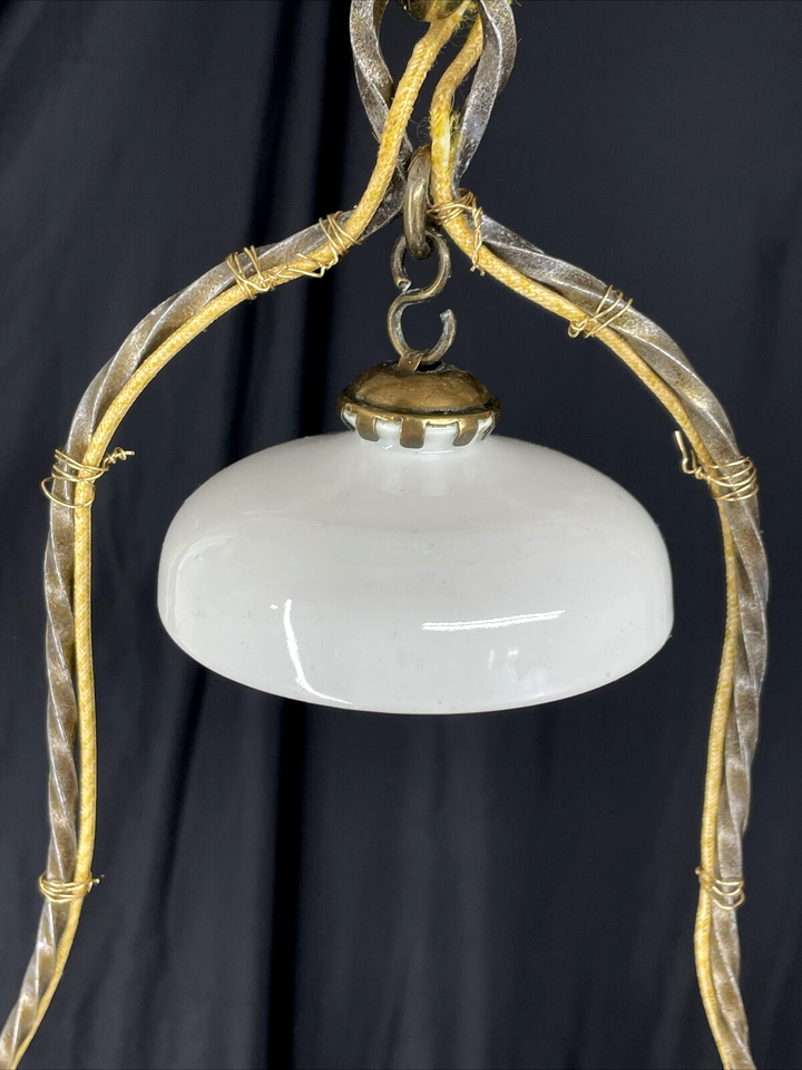 Antique 1800s Hanging Elec. Oil Lamp Frame Victorian Milk Glass HASAG ...