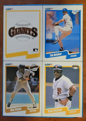 1990 Fleer Baseball Box Bottom UNCUT Panel TONY GWYNN/MITCHELL/BELCHER ...