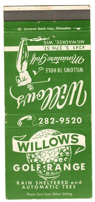 WILLOWS GOLF RANGE matchcover matchbook - SPORTS - GOLF - MILWAUKEE ...