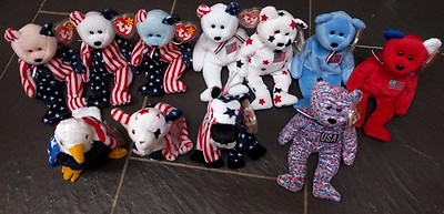 TY AMERICA GLORY USA SPANGLE LEFTY RIGHTY SOAR BEANIE SOFT TOY PLUSH ...