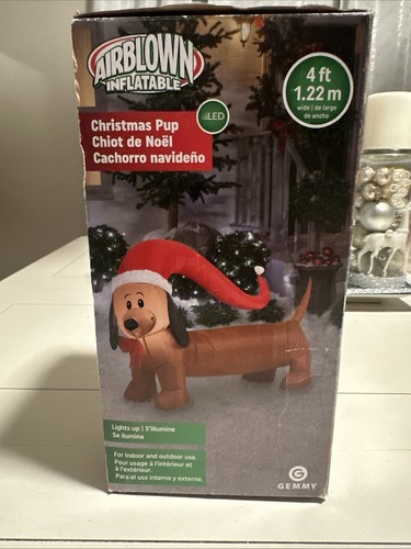Dachshund Weiner Dog Inflatable w/ Santa Hat Christmas Airblown Gemmy 4 ...