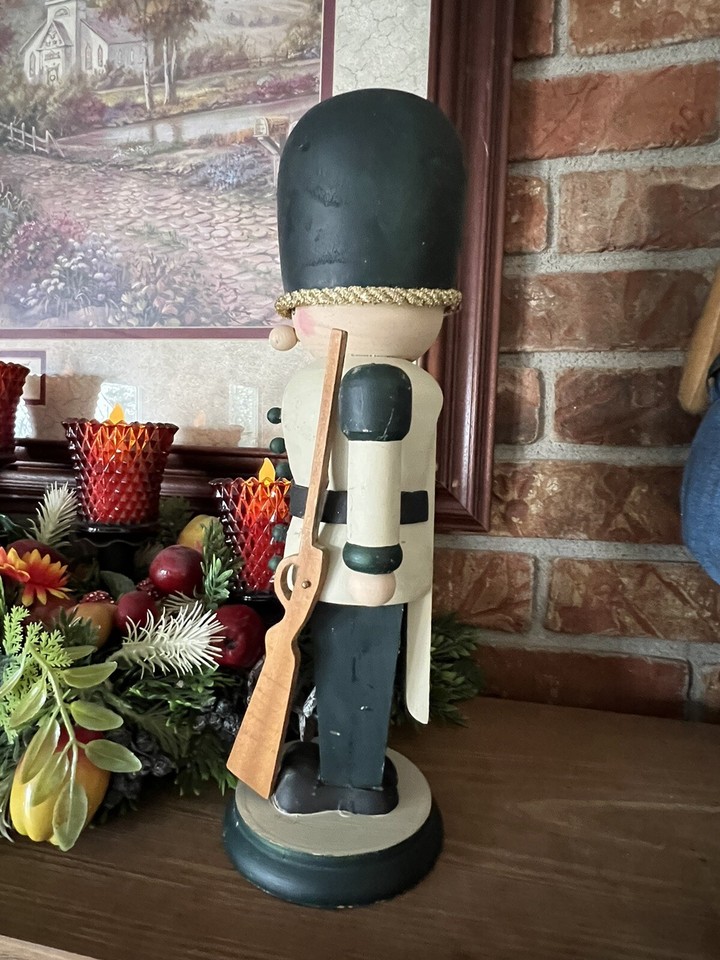 Rare Vintage 1970 Solid Wood Hand Crafted Nut Cracker Holding A Wooden ...