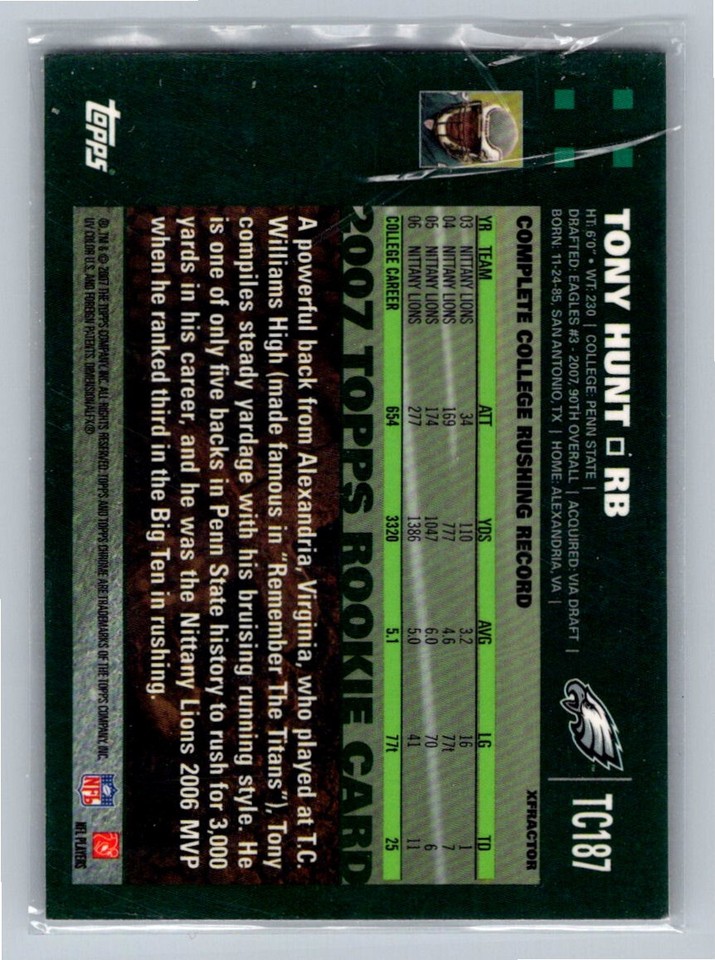2007 Topps Chrome Xfractor Tony Hunt TC187 | eBay