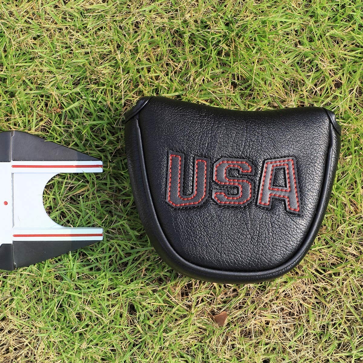 USA Red Stitch Centre Shaft Golf Mallet Putter Headcover 2Ball Magnet ...