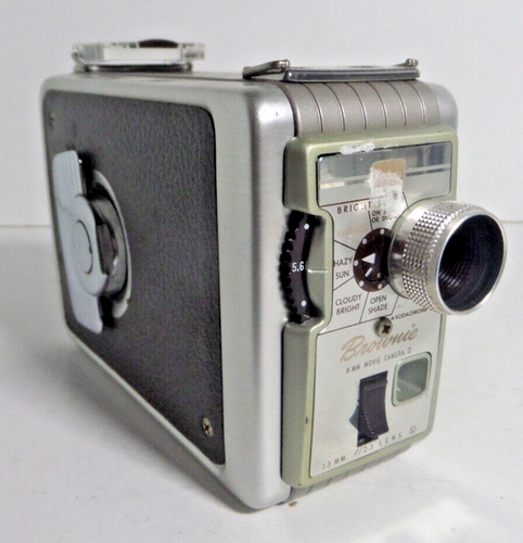 Movie camera vintage Kodak Brownie 8mm camera II grey color | eBay