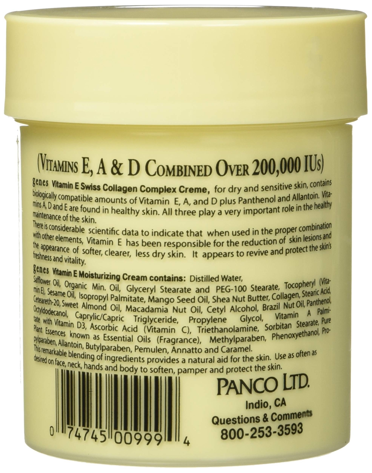 Genes Vitamin E Creme Swiss Collagen Complex Moisturizing Creme for Dry ...