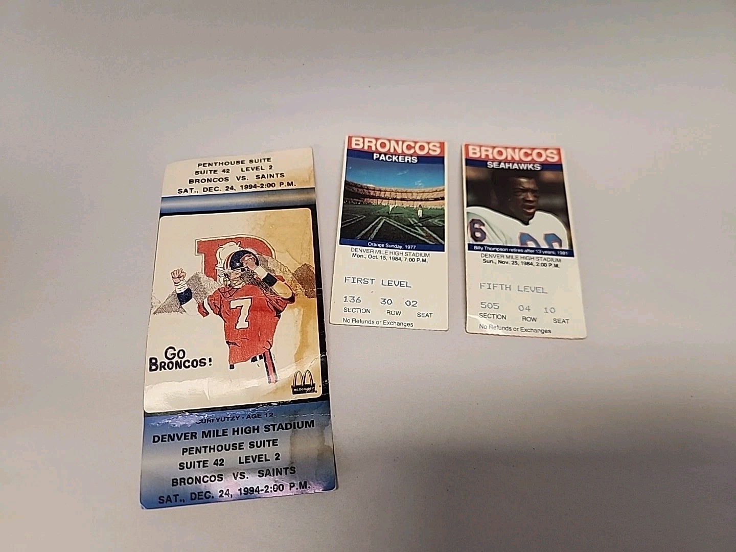 Vintage Football Ticket Stubs, Denver Broncos Lot Of (3), 1984,1984 ...