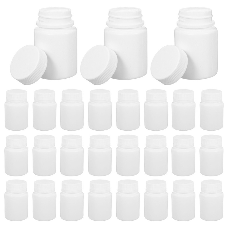 100pcs Empty Pill Bottles: 30ml White Screw Top Medicine Container ...