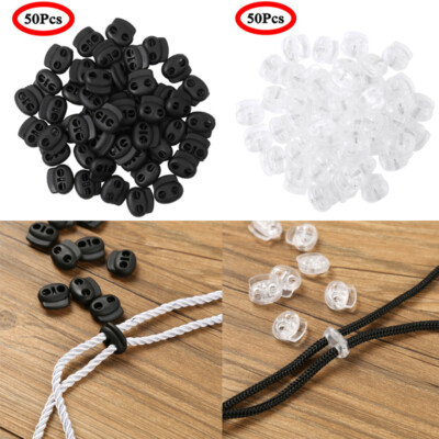 50Pcs Toggle Double Hole Spring Loaded Rope Cord Locks Clip Fastener ...