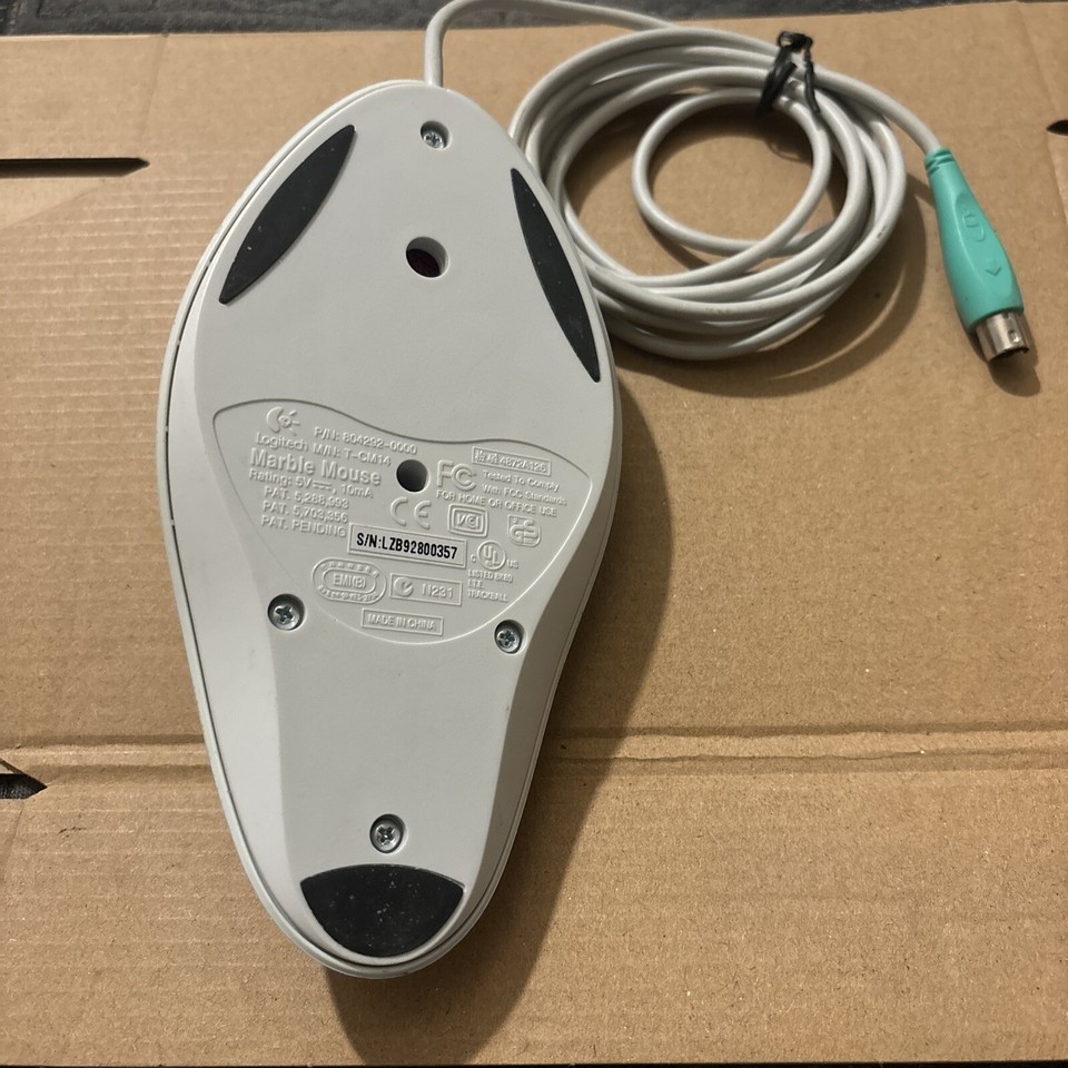 Vintage Logitech Trackball Marble Mouse T-CM14 Computer 804292-0000 | eBay